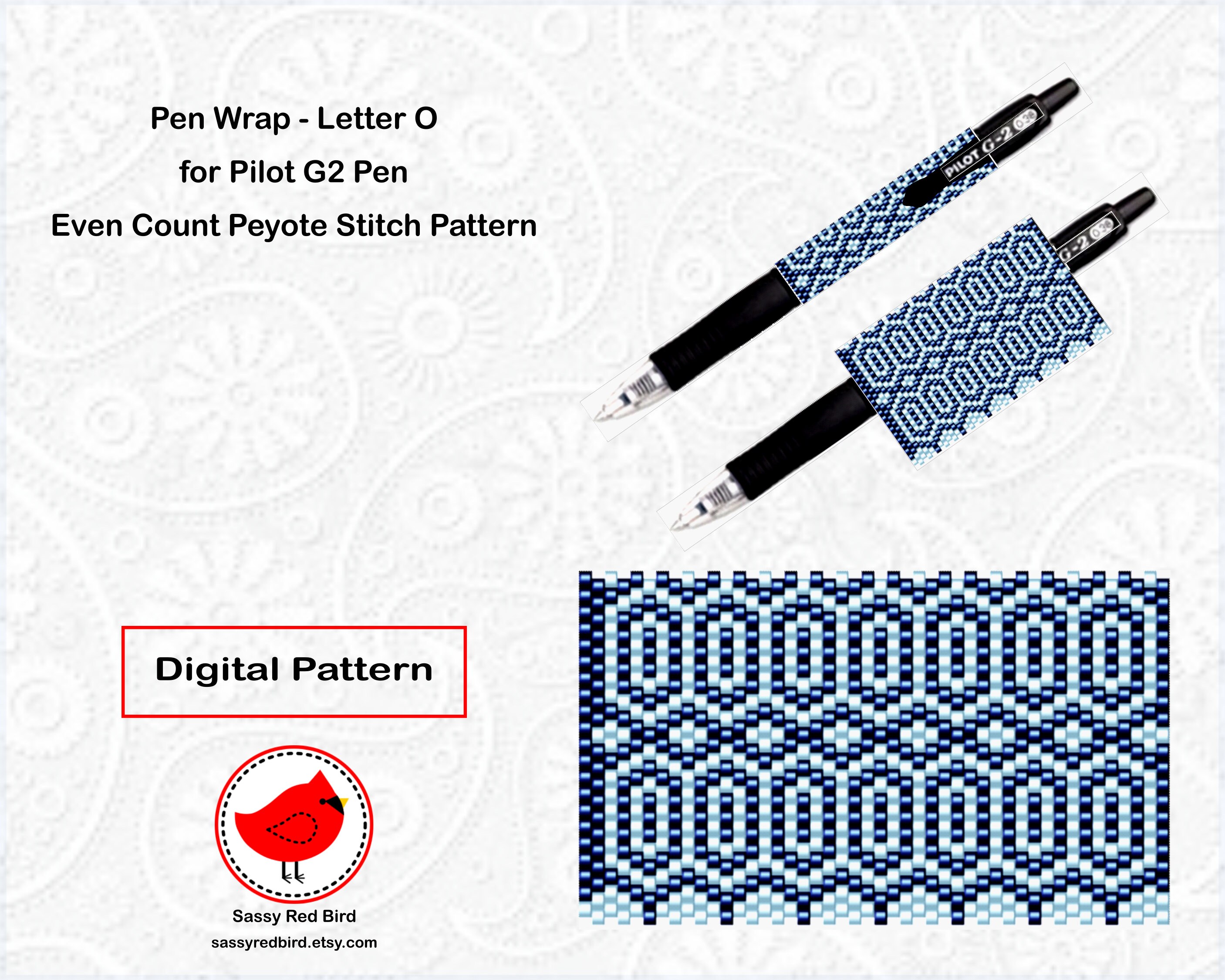 Letter O, Peyote Bead Pen Wrap Pattern, Peyote Bead Pattern ...