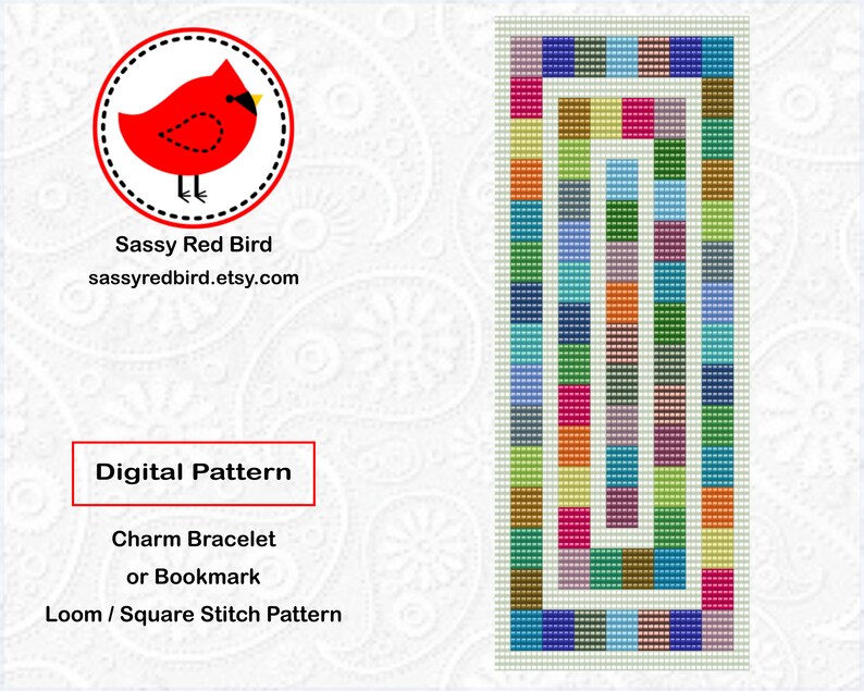 Charm, Bead Loom Bracelet Pattern, DIY Bookmark, Square Stitch Bead ...