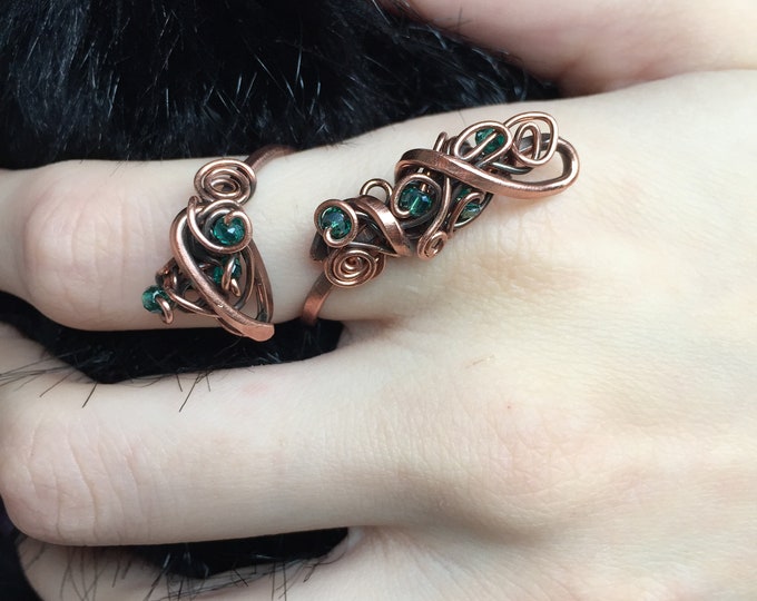 Green Dark Copper Ring. Adjustable Ring of Copper Wire. - Etsy