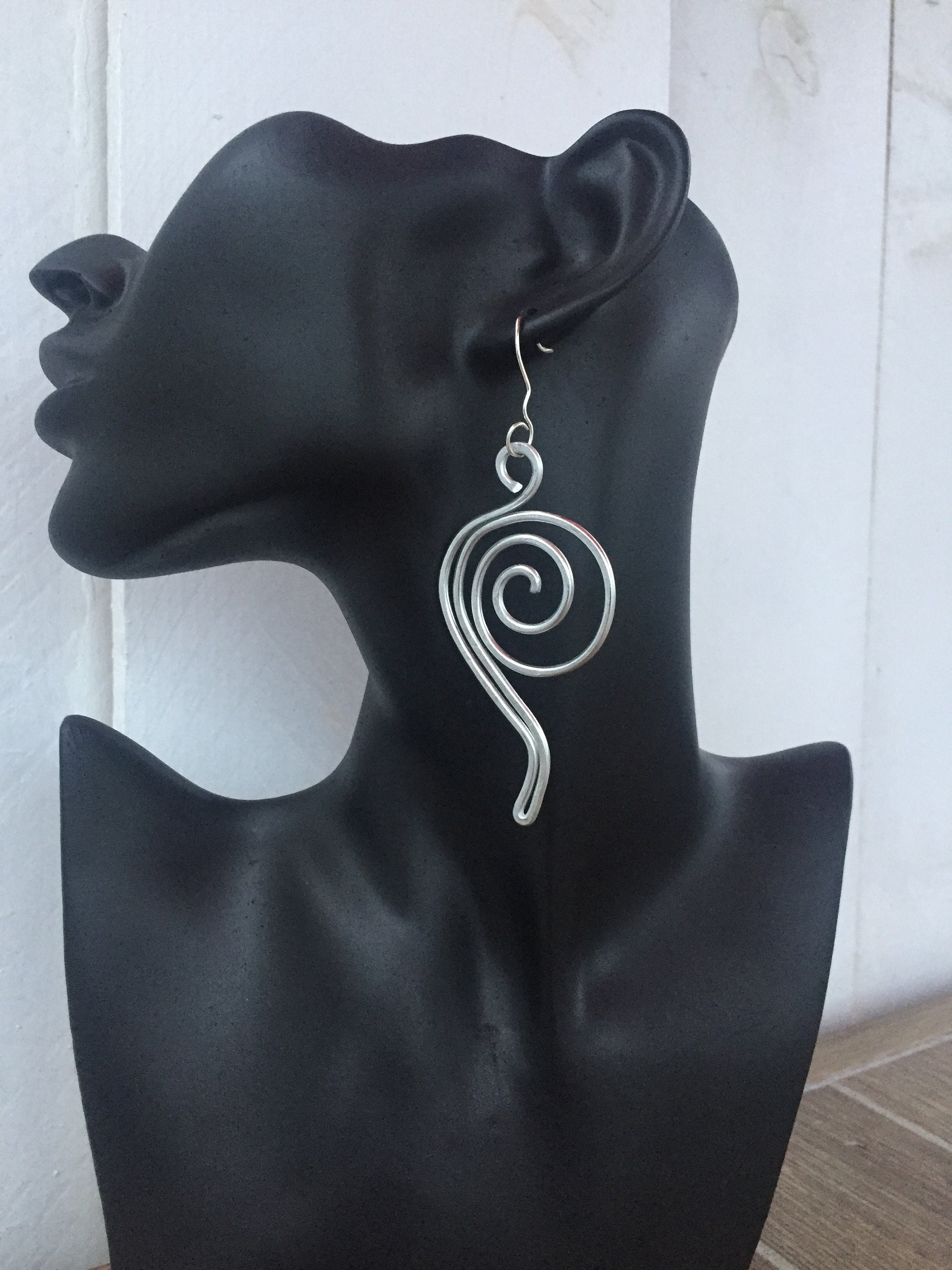 Spiral Shape Earrings. Silver Aluminum Jewelry. Silver Wire. Modern ...