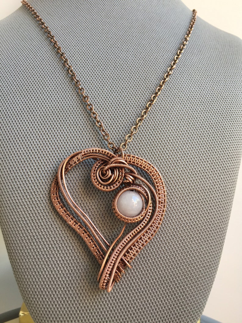 LOVE Pendant Heart. Rose Quartz is Sone of Love. Wire - Etsy