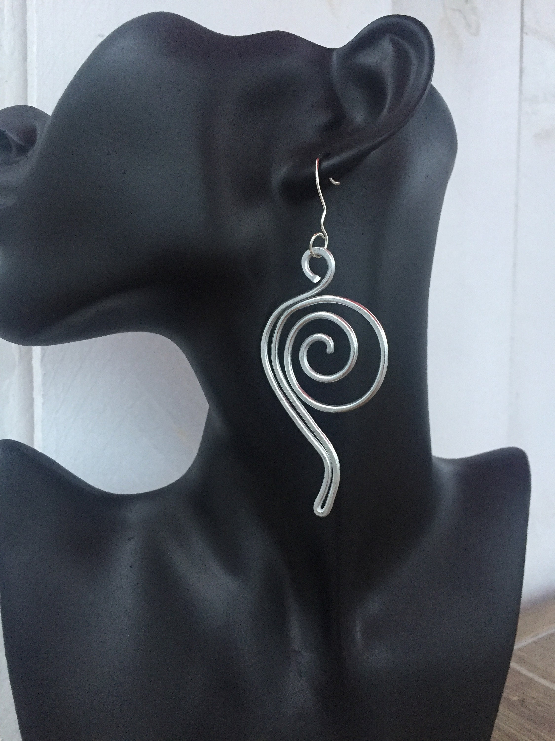 Spiral Shape Earrings. Silver Aluminum Jewelry. Silver Wire. Modern ...