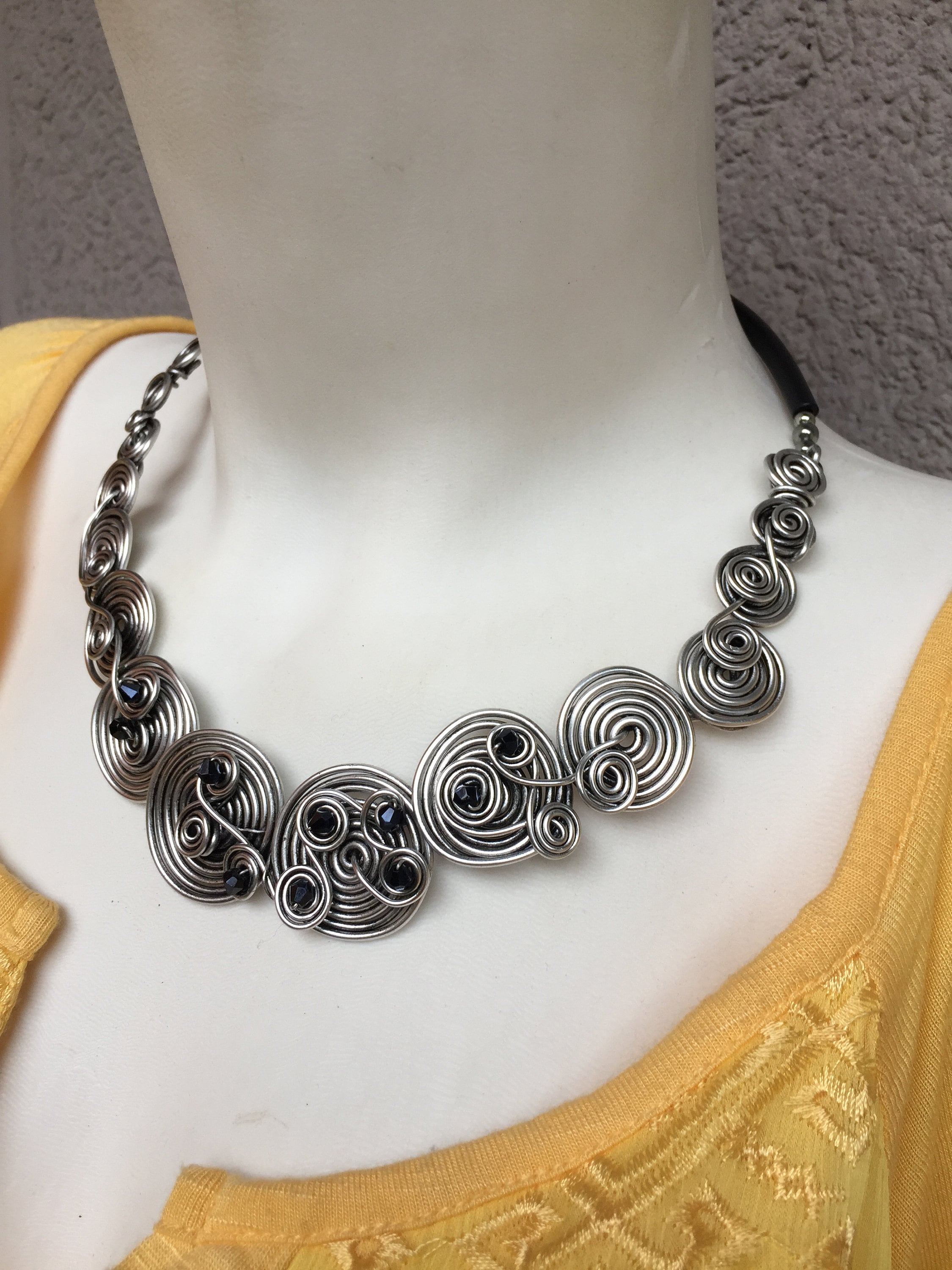 Statement Aluminium Necklace With Black Tube. Handmade and - Etsy