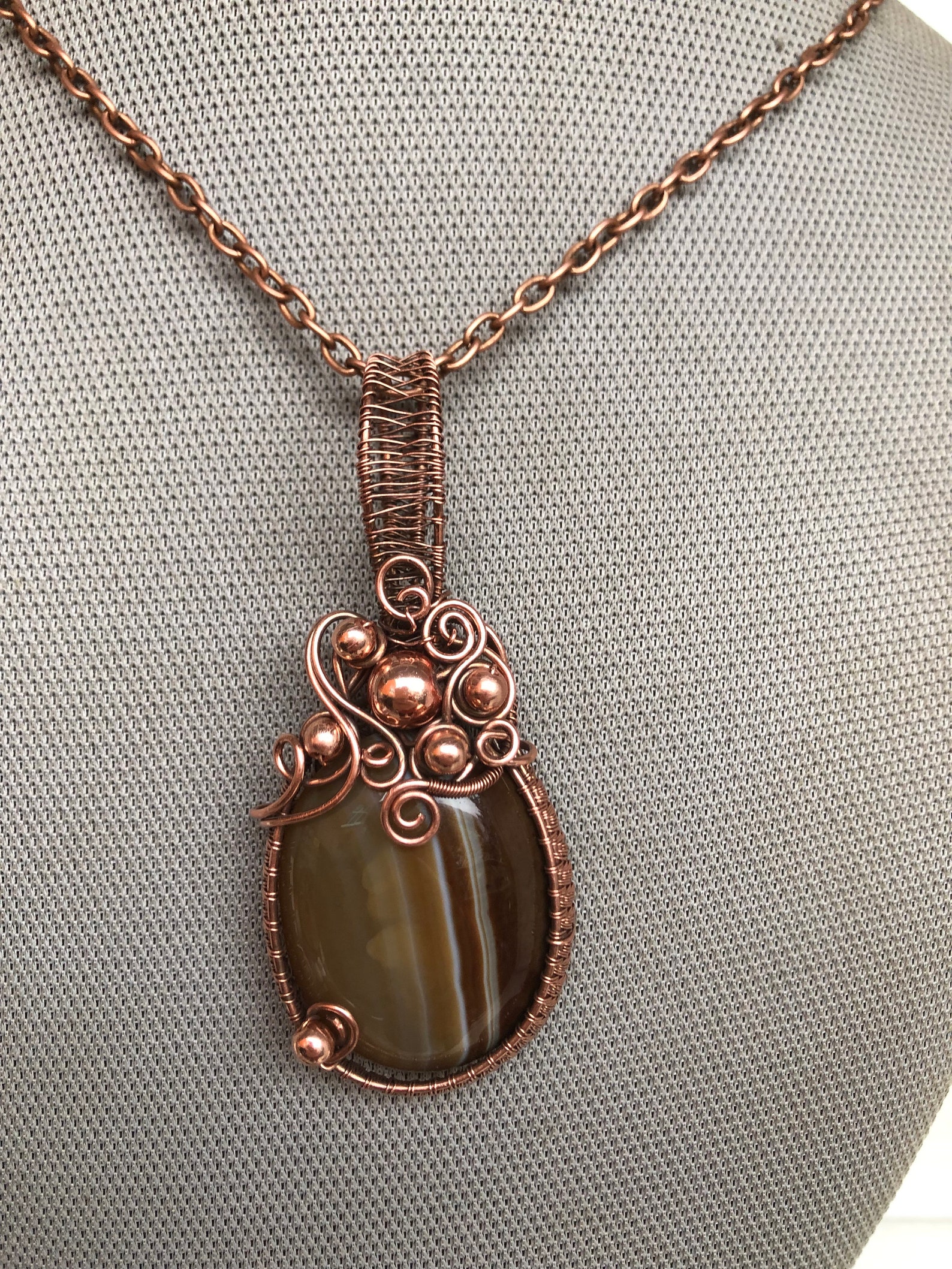 Colourful Agate Stone. Handmade Woven Pendant. Brown Agate Stone With ...