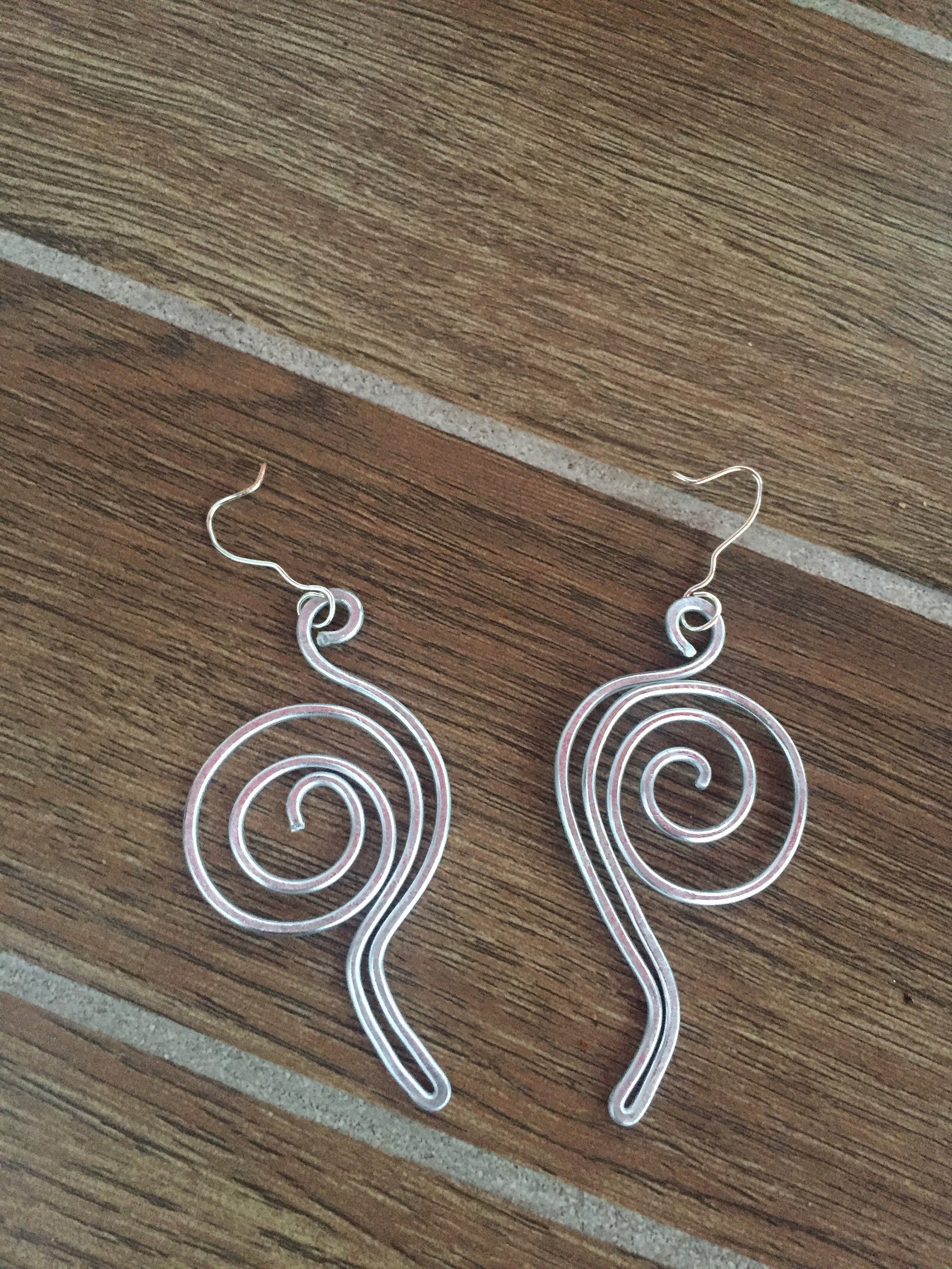 Spiral Shape Earrings. Silver Aluminum Jewelry. Silver Wire. Modern ...