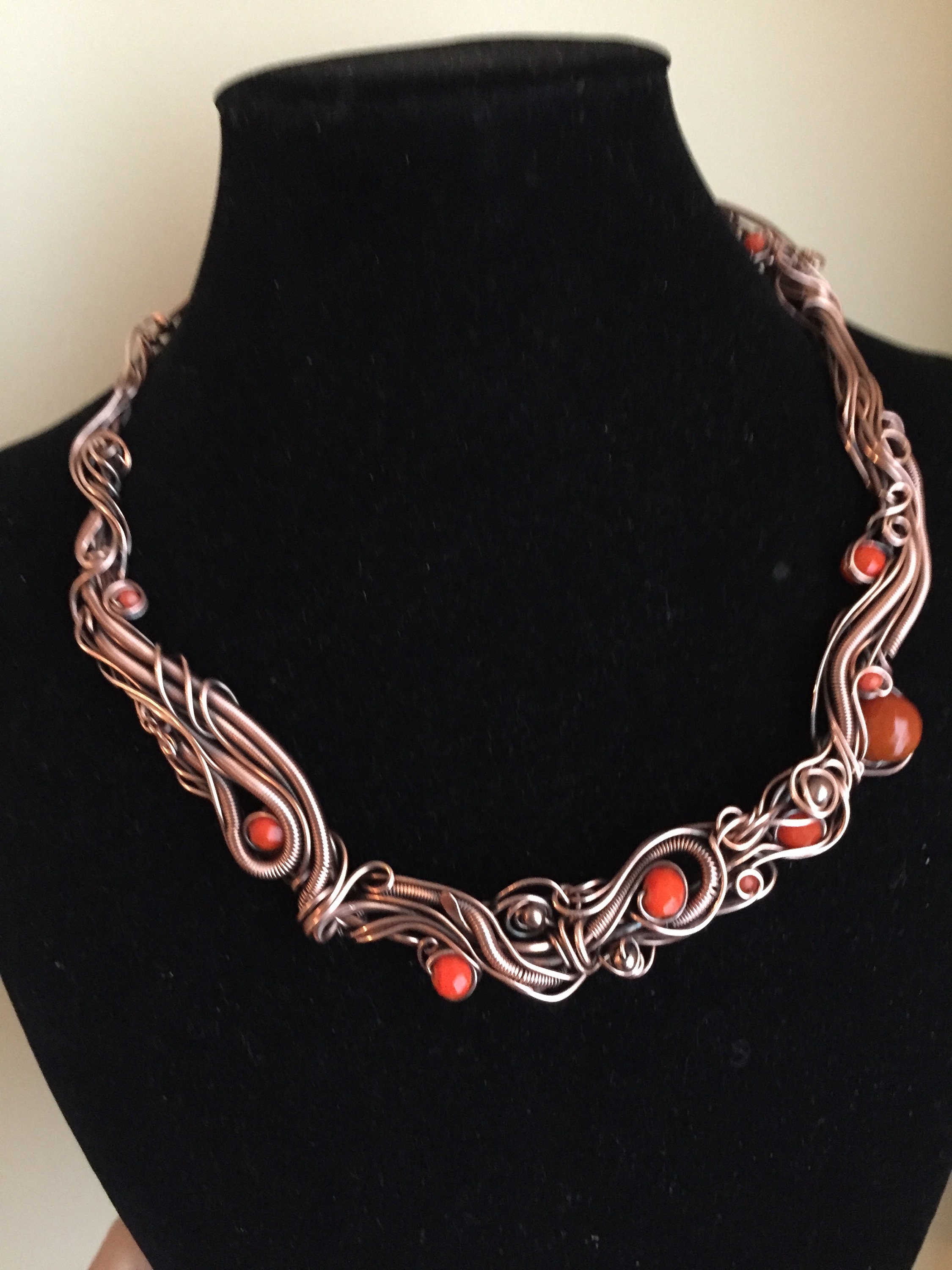 Orange Modern Asymmetric Necklace. Orange Crystal for the | Etsy