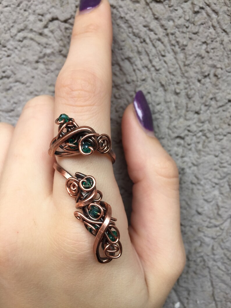 Green Dark Copper Ring. Adjustable Ring of Copper Wire. | Etsy