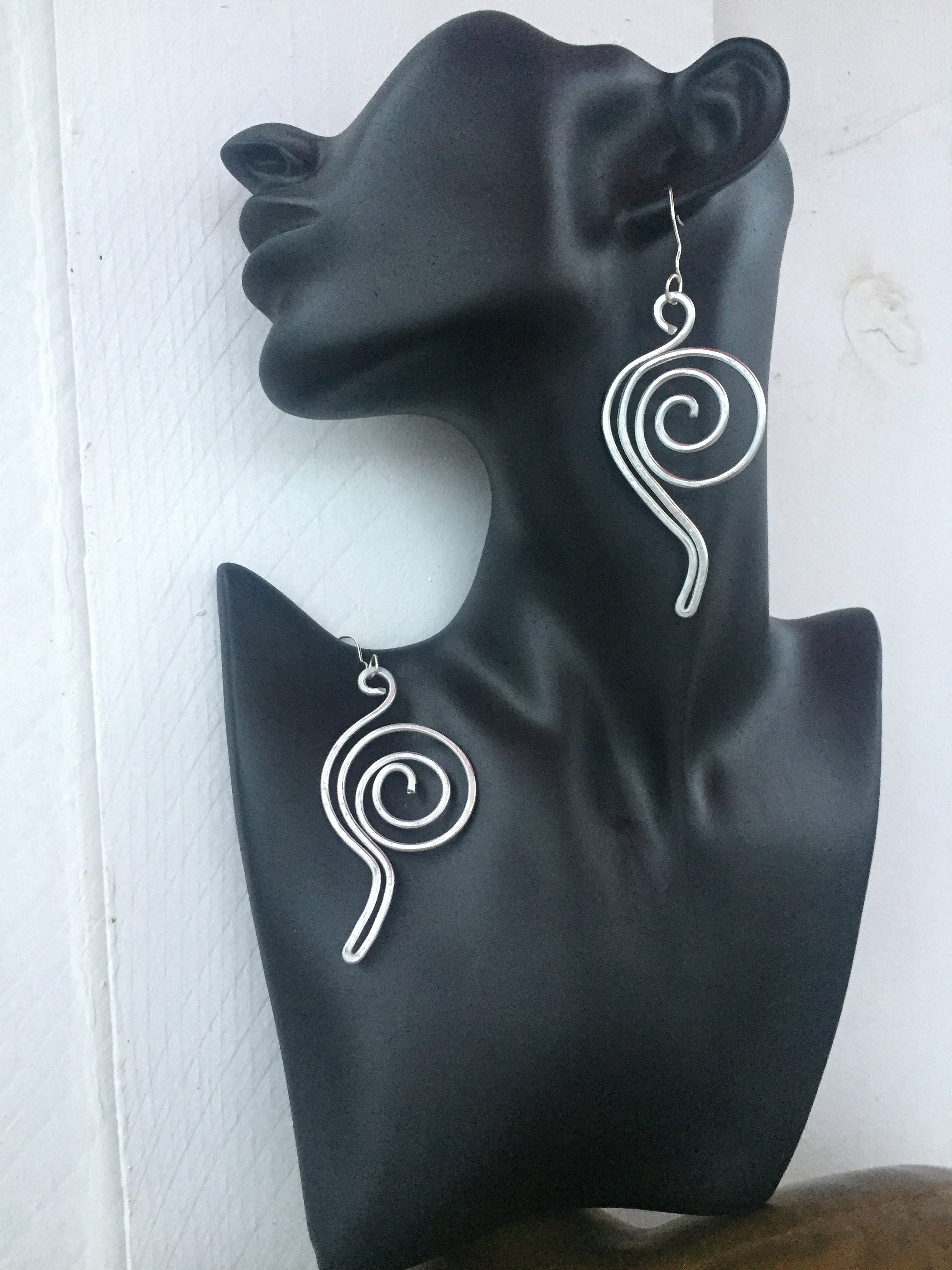 Spiral Shape Earrings. Silver Aluminum Jewelry. Silver Wire. Modern ...