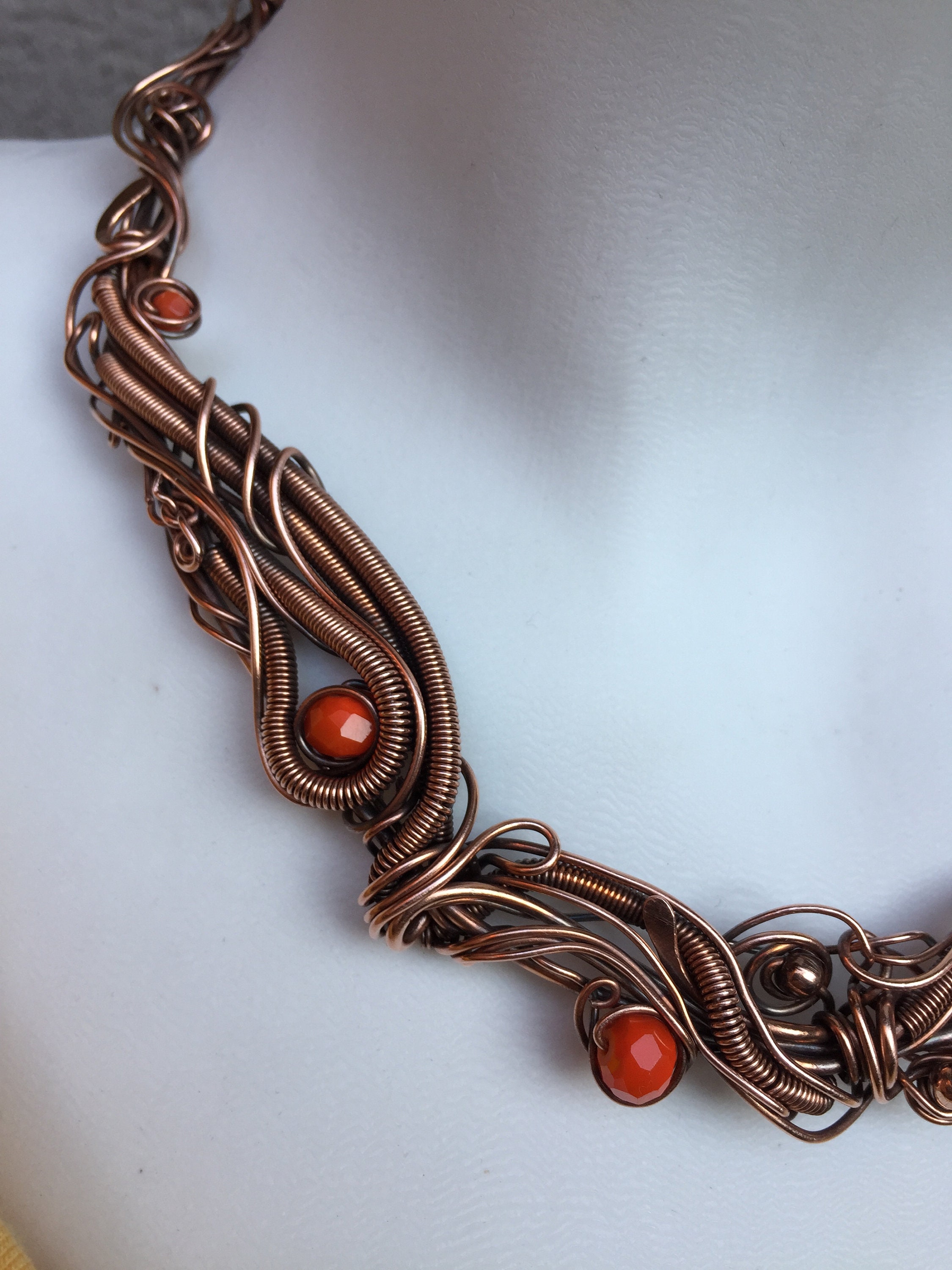 Orange Modern Asymmetric Necklace. Orange Crystal for the Gaining of ...