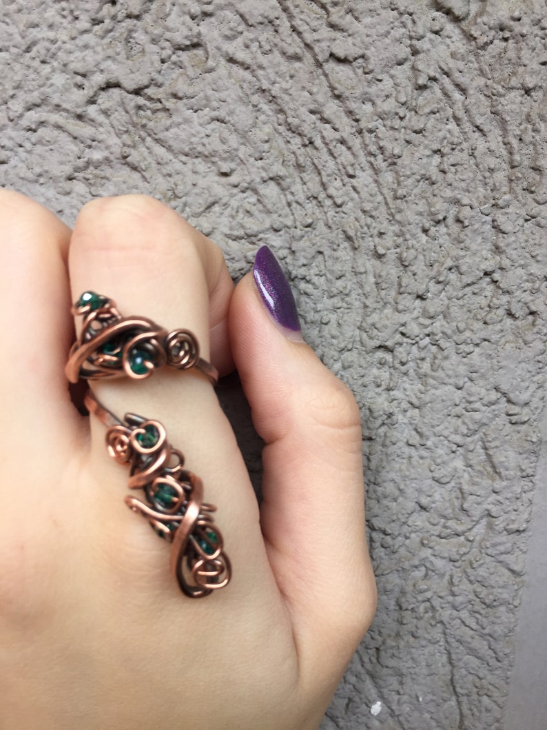 Green Dark Copper Ring. Adjustable Ring of Copper Wire. | Etsy