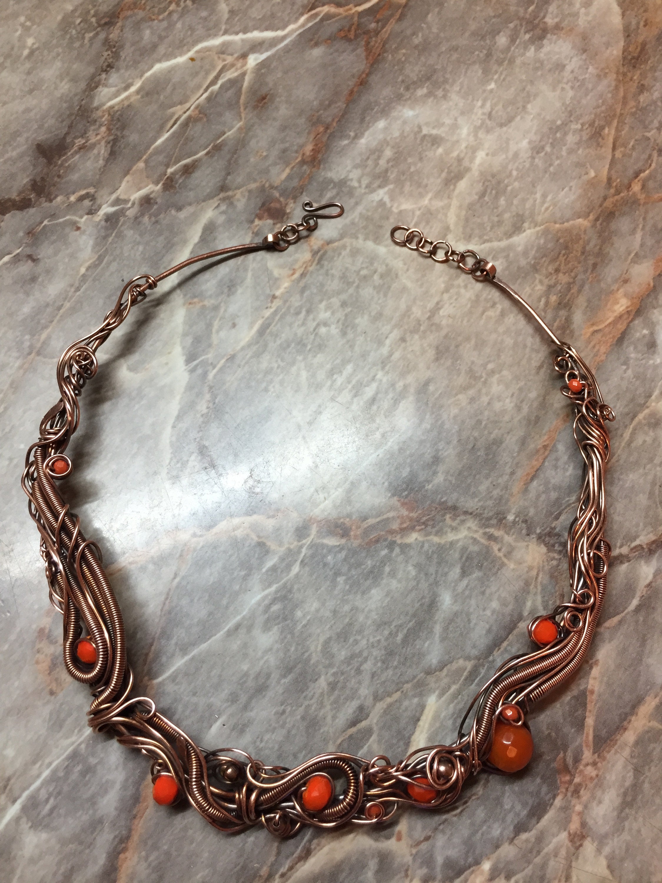 Orange Modern Asymmetric Necklace. Orange Crystal for the Gaining of ...