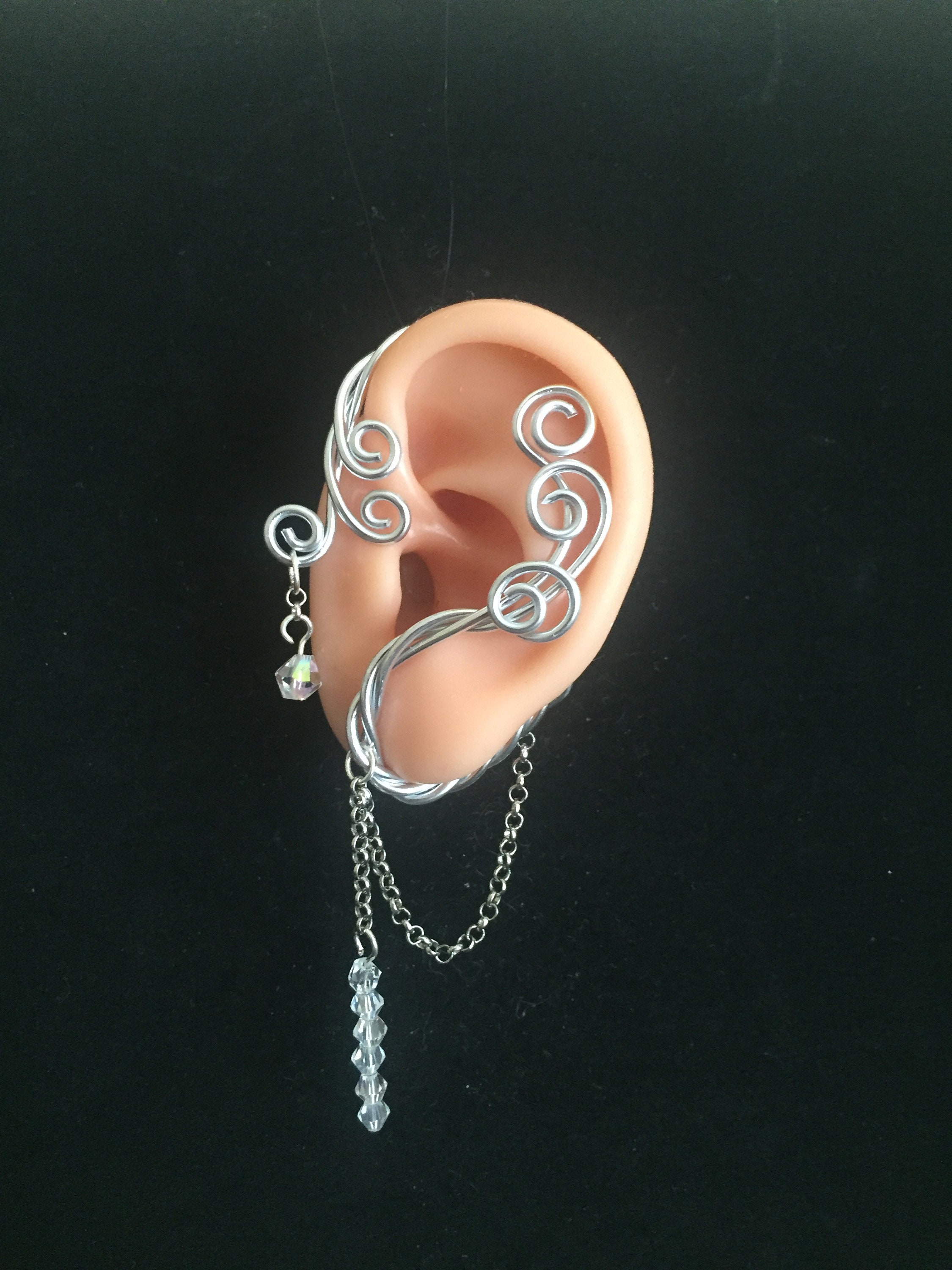 Swirly Aluminum Ear Cuff: Swarovski Crystal, No Piercing Needed - Etsy