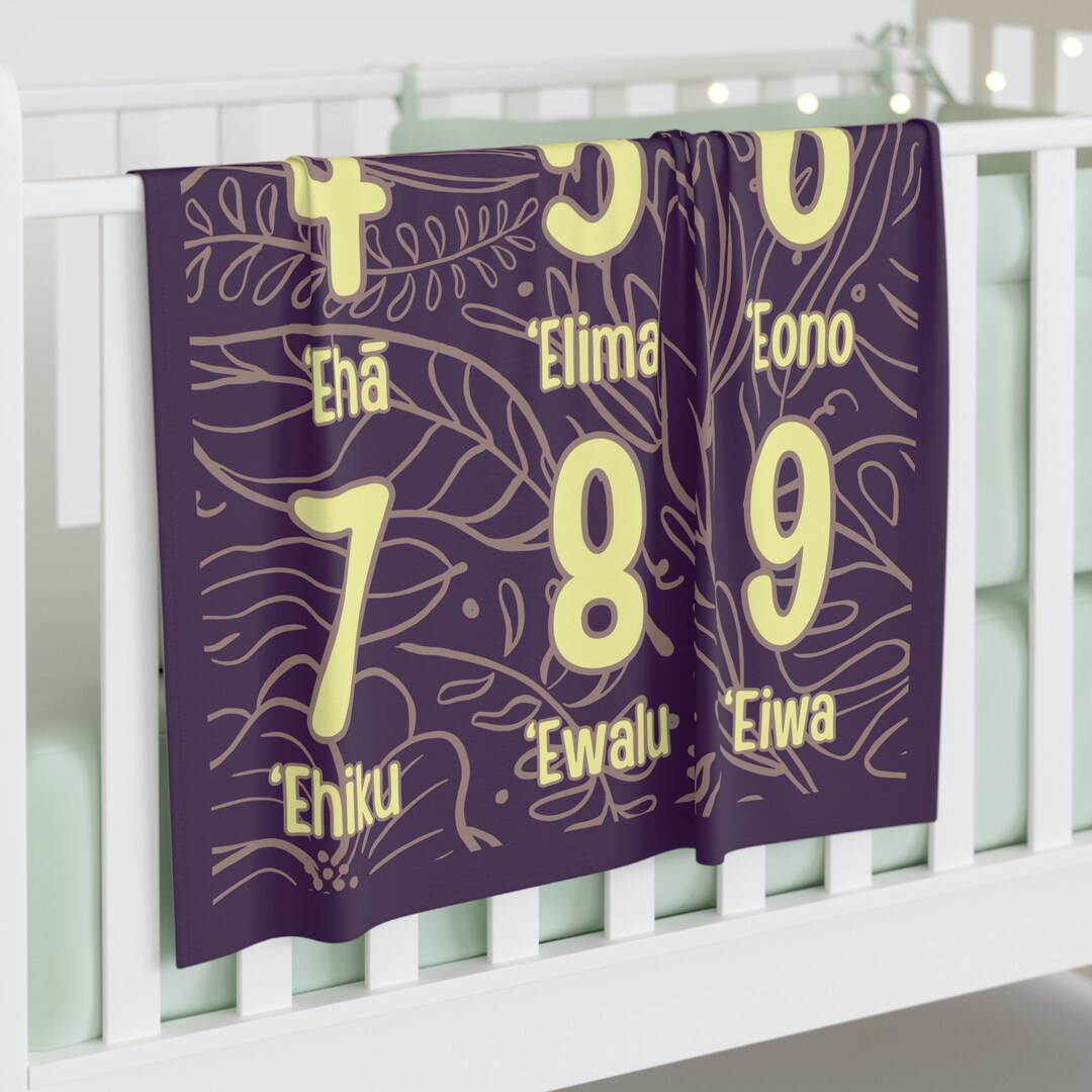 Hawaiian Numbers Baby Swaddle Blanket - Olelo Hawaii, Hawaiian Baby ...