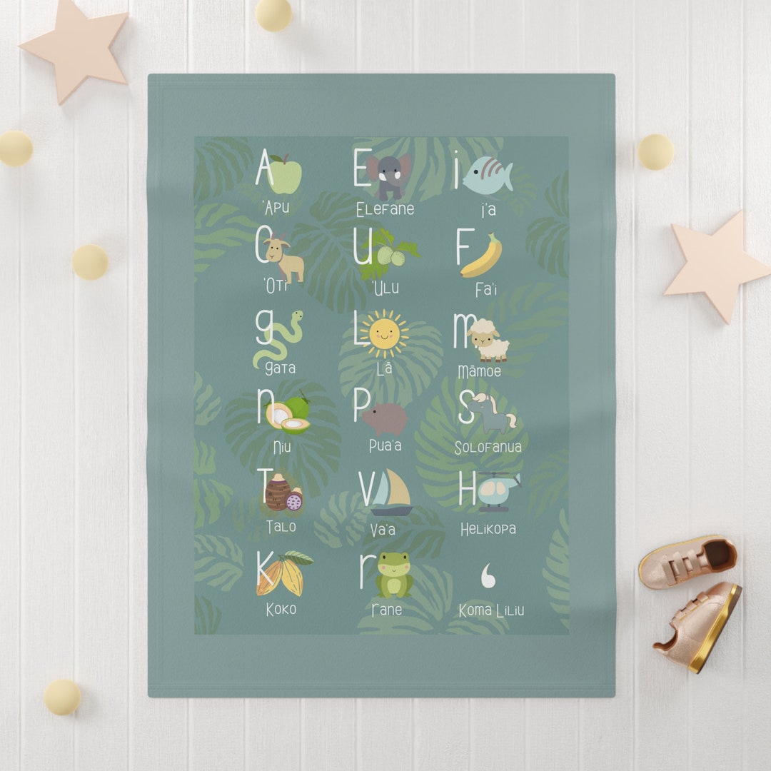 BABY SAMOAN ALPHABET Soft Fleece Blanket - Alafapeti, Samoan Baby Gift ...