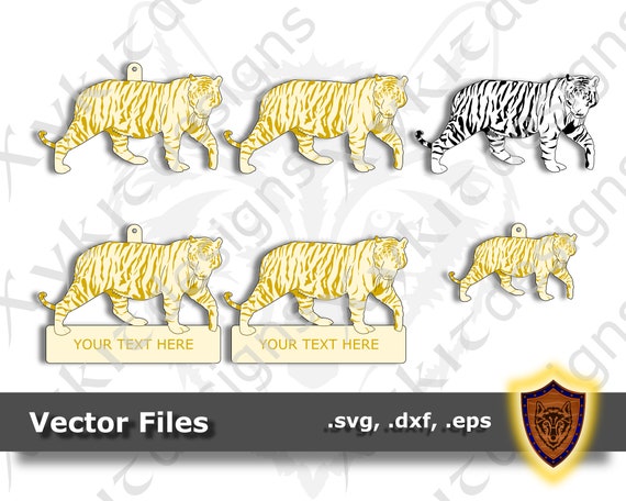 Tiger SVG Animal Ornament Magnet Key Chain Craft DXF | Etsy
