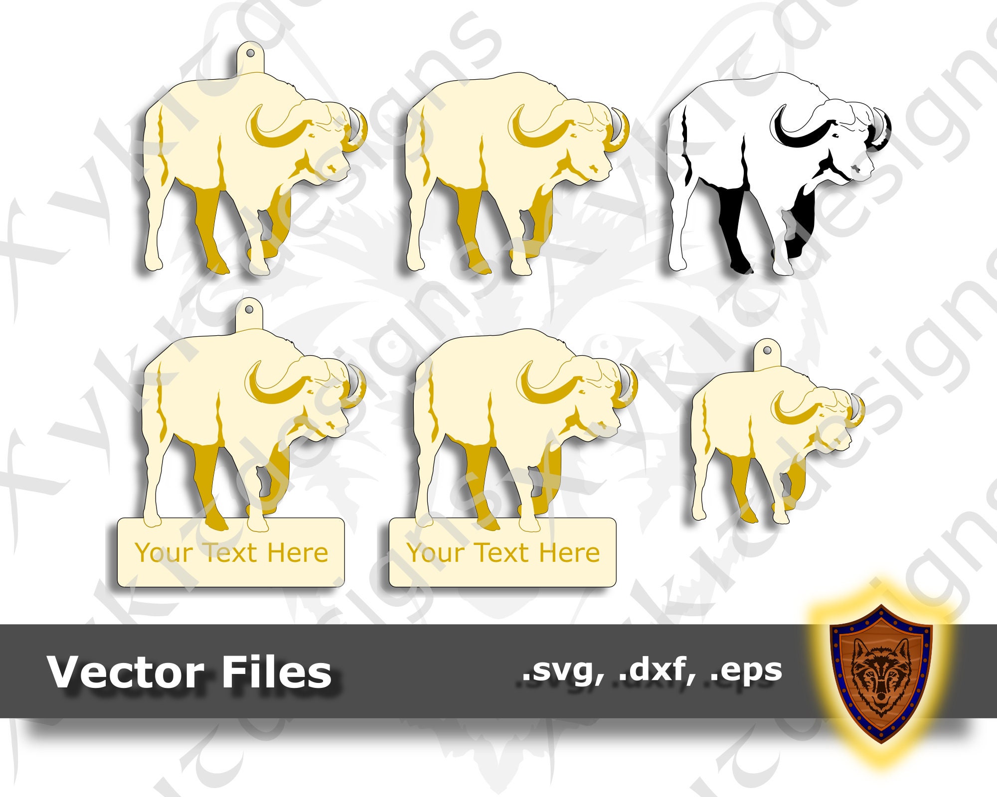 African Cape Buffalo SVG – Animal Ornament, Keychain, Magnet (digital ...