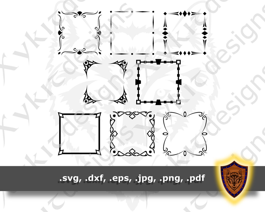 Square Borders SVG - Monogram Border - 8 Variants - Silhouette - Cutter ...