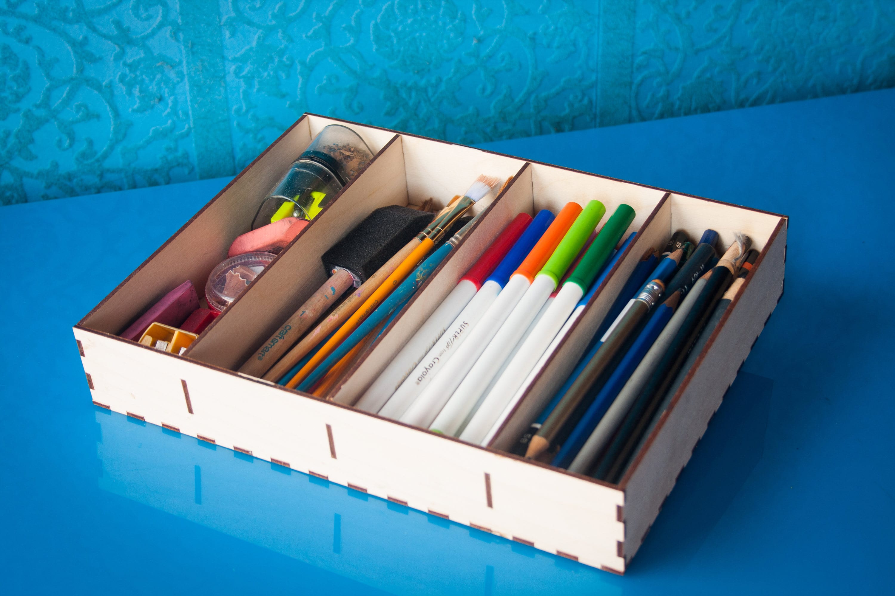 Laser Cut Wooden Tray With 4 Slots (digital Vector File) - Etsy