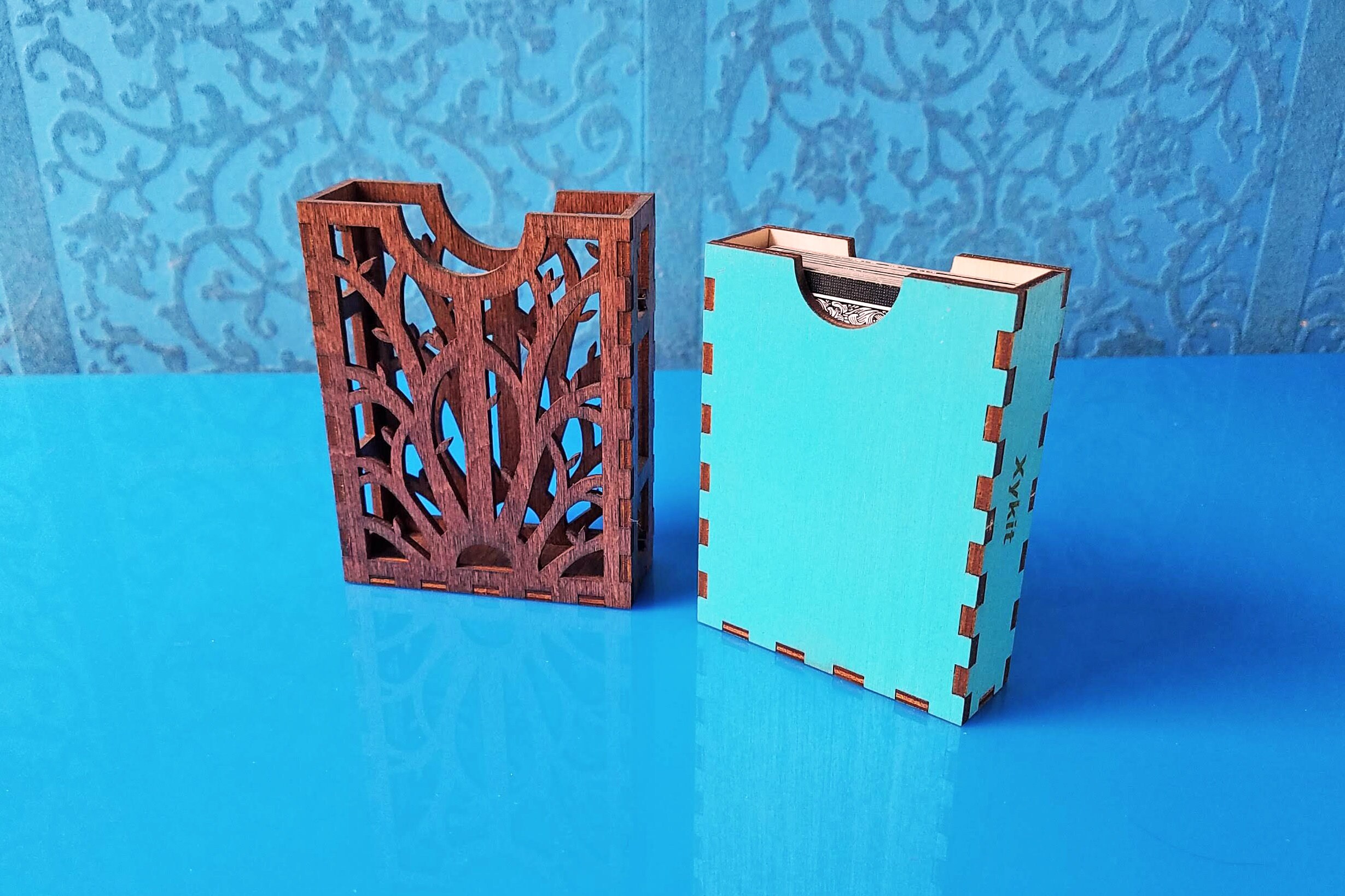 Laser Cut - Fantasy Tree Theme Playing Card Deck Box - Sleeved and Un ...