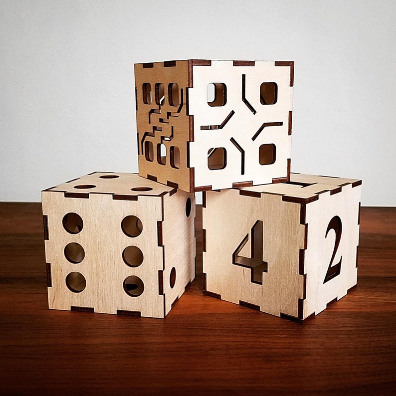 Dice SVG D6 Set of 3 Vector Files Laser Cutting | Etsy