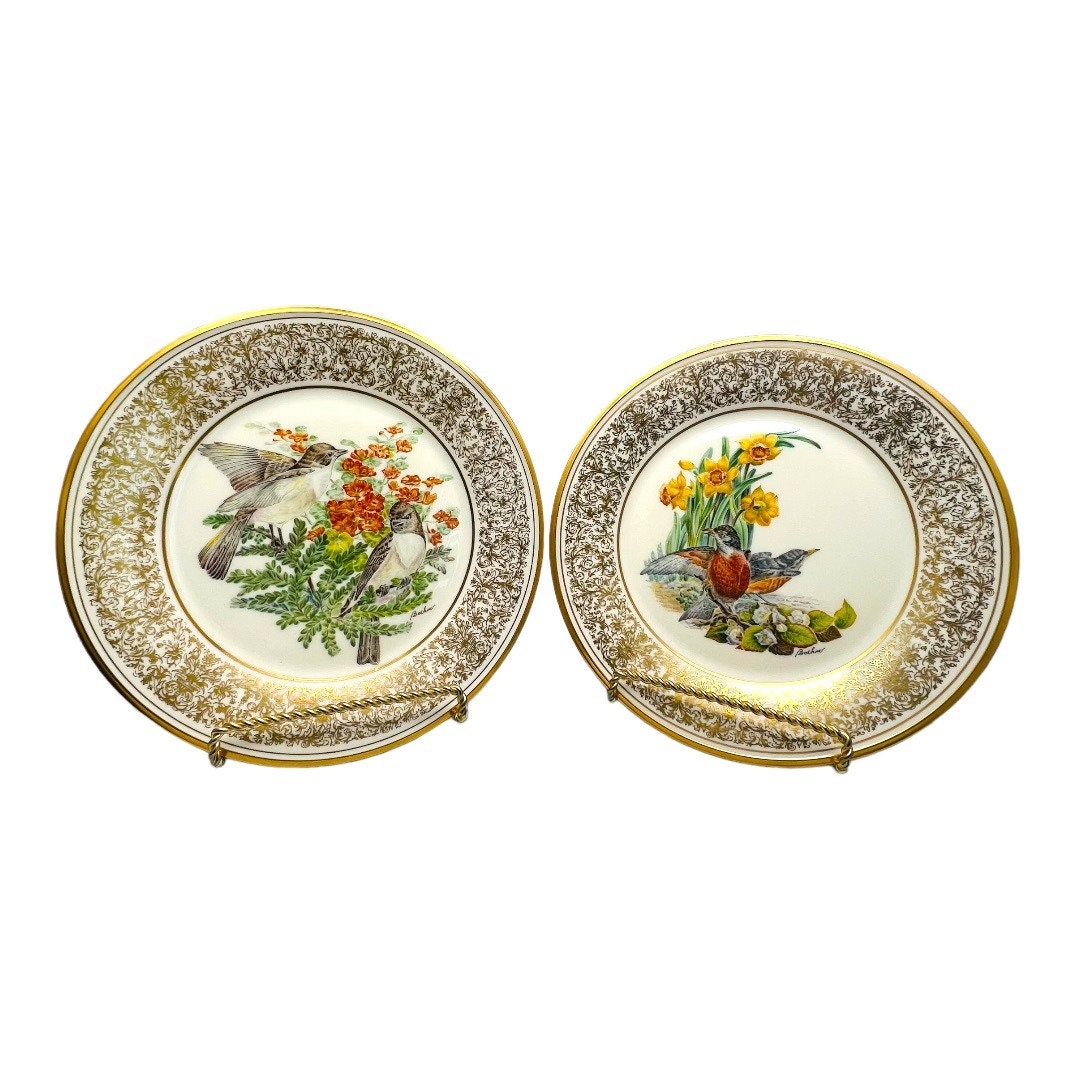 Boehm Birds by LENOX Eastern Phoebe & Robin 1977 Plates Annual Limited ...