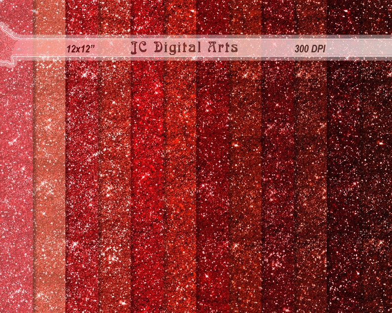 Red Sparkle Glitter Digital Paper pack 12 Shades | Etsy