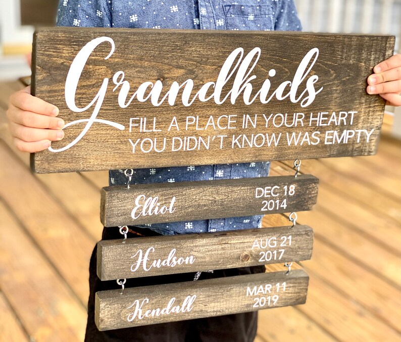 Rustic Grandkids Name Sign Grandparent Gift Grandchild - Etsy