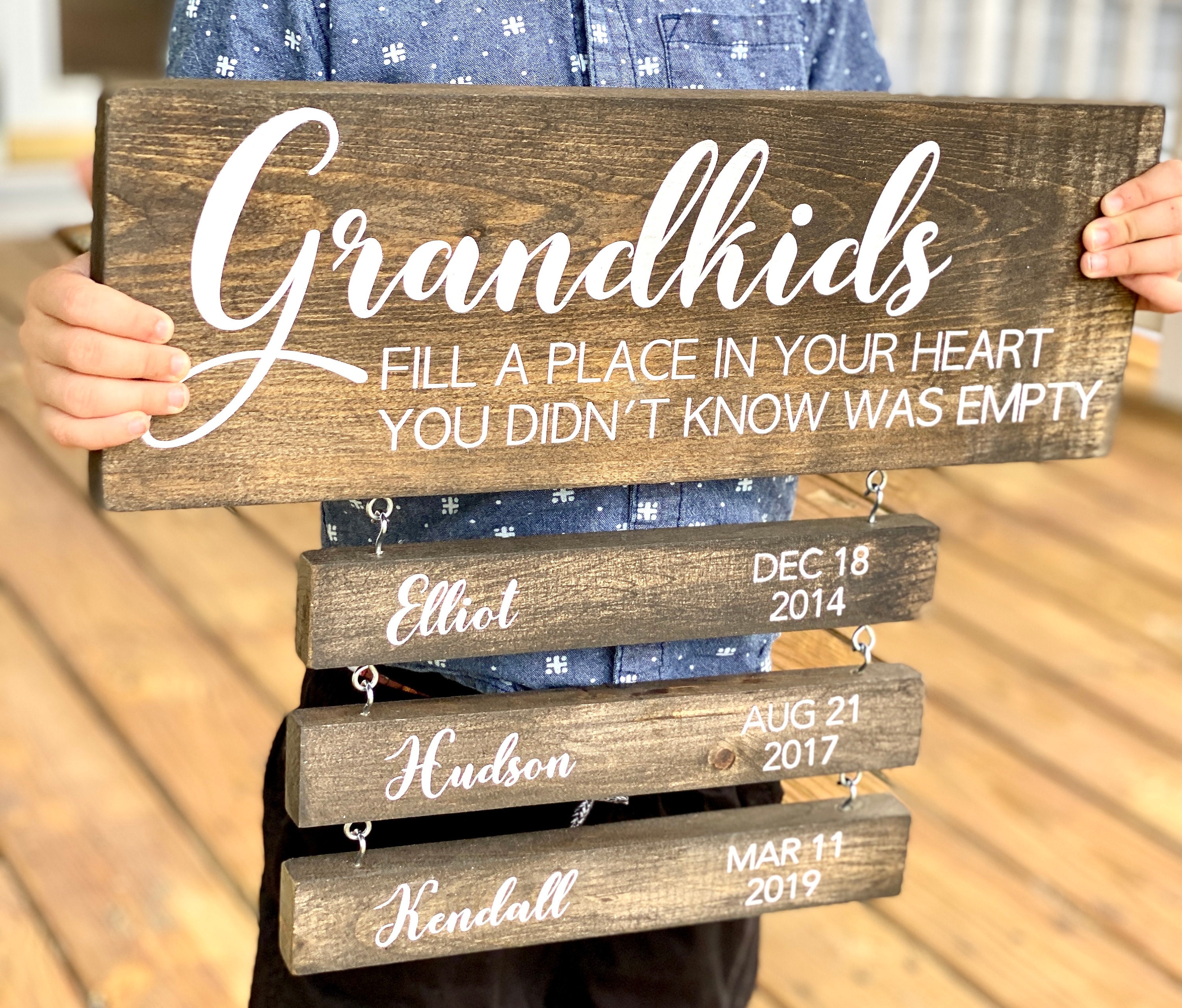 Rustic Grandkids Name Sign Grandparent Gift Grandchild - Etsy