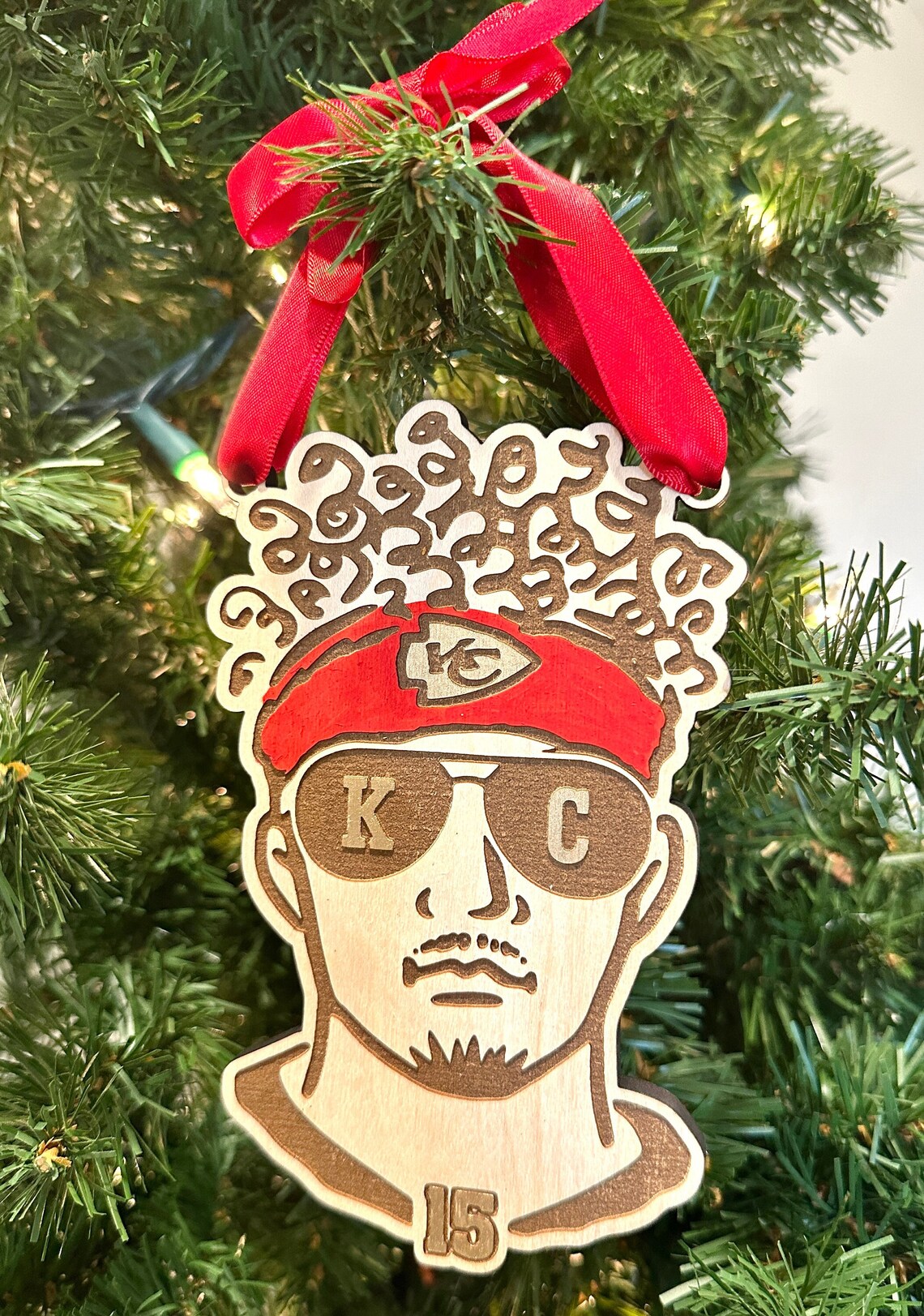 Laser Cut Wood Patrick Mahomes Kansas City Chiefs Christmas Tree ...