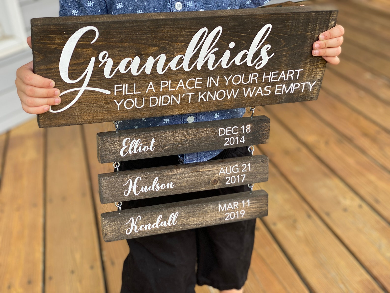 Rustic Grandkids Name Sign Grandparent Gift Grandchild - Etsy
