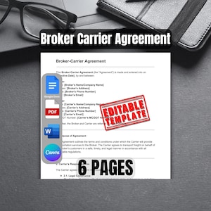 Broker Carrier Agreement Template | Editable Freight and Transportation ...