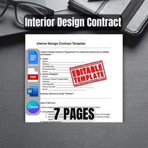 Interior Design Contract Template | Editable Interior Designer Agreement | Professional Contract ...