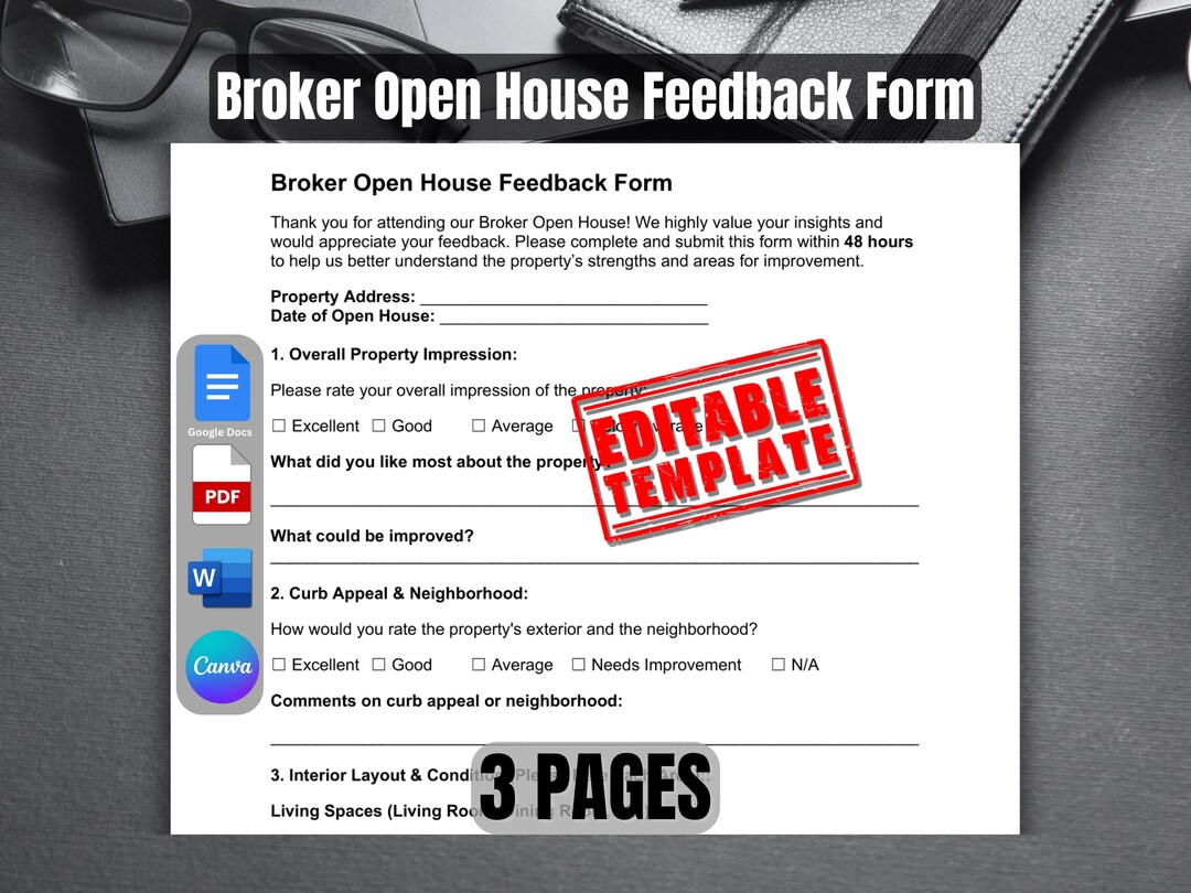 Broker Open House Feedback Form Template | Brokers Open Feedback Form | Broker Open House ...