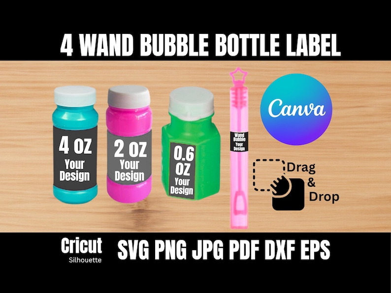 Custom Wand Bubble Bottle Label Template, 0.6 Oz, 2 Oz, 4 Oz, Bubble ...