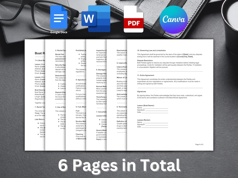 Boat Rental Agreement Template | Boat Lease Template | Boat Rental ...