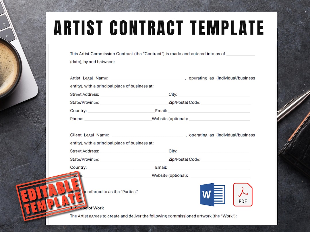 Artist Contract Template Word and PDF | Contract Template for Art ...