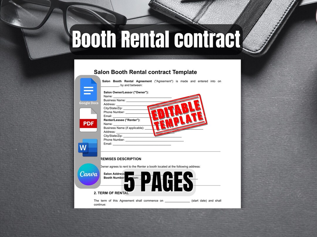 Custom Booth Rental Agreement Template Word Doc PDF CANVA | Printable ...