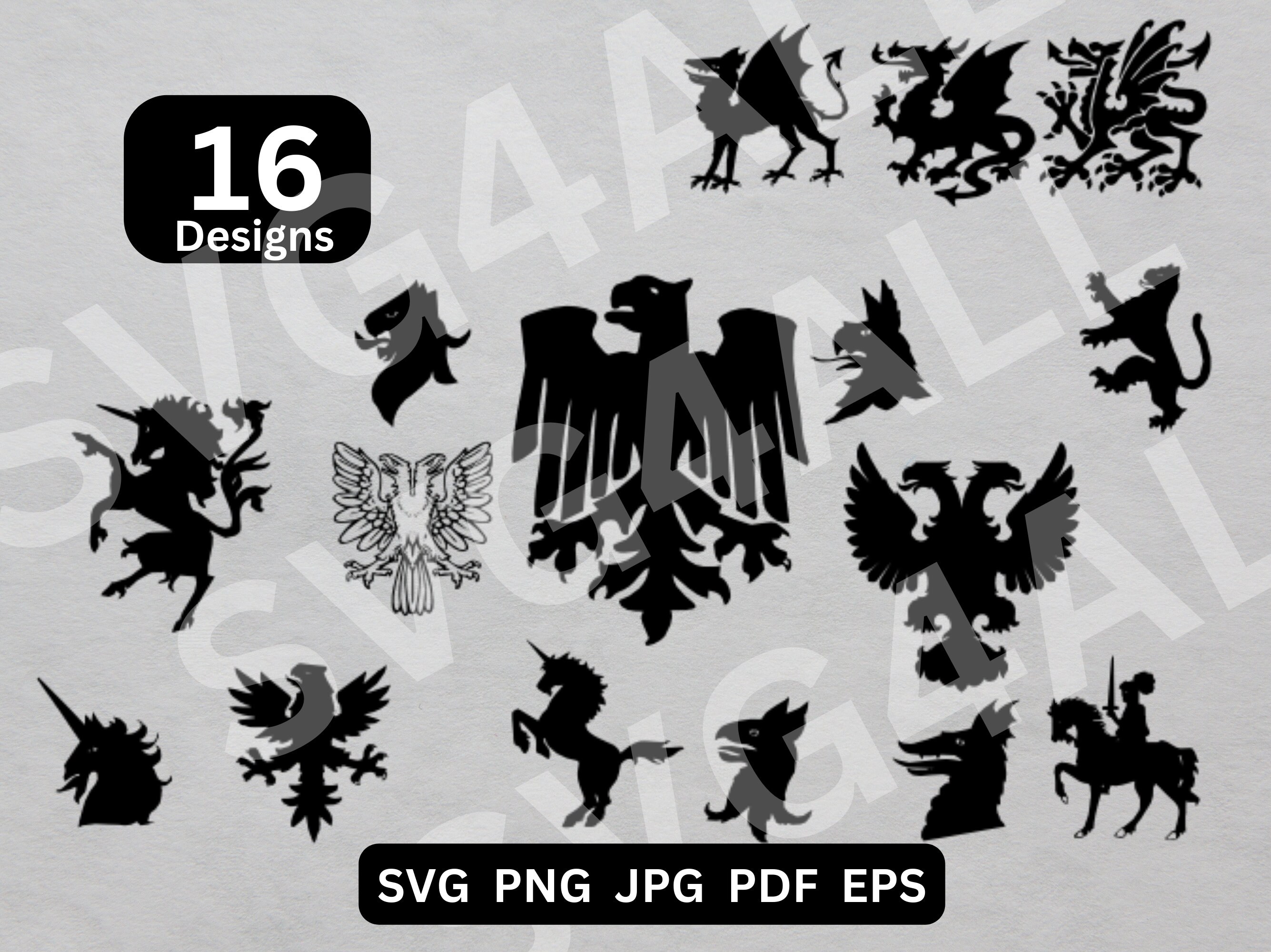 Heraldry SVG, Heraldry PNG, Emblem Bundle SVG Files, Emblem Cut File ...