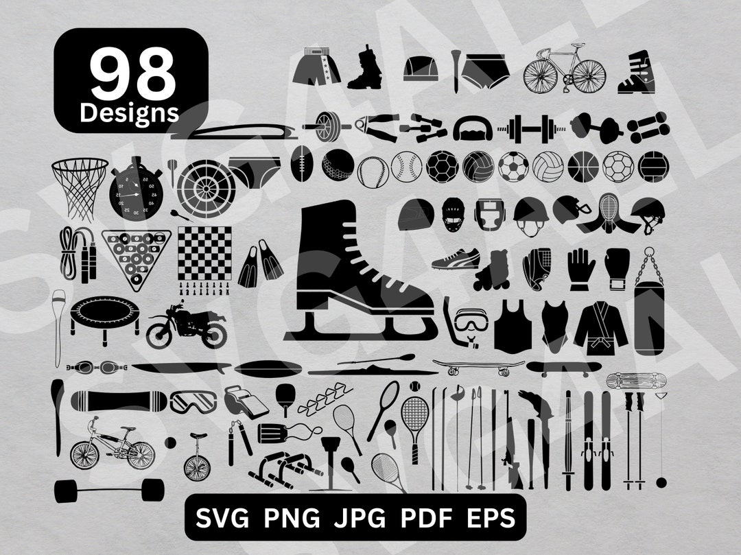 Sports Equipment Vector Clipart Bundle, Svgpng Jpg Pdf Eps, Digital ...