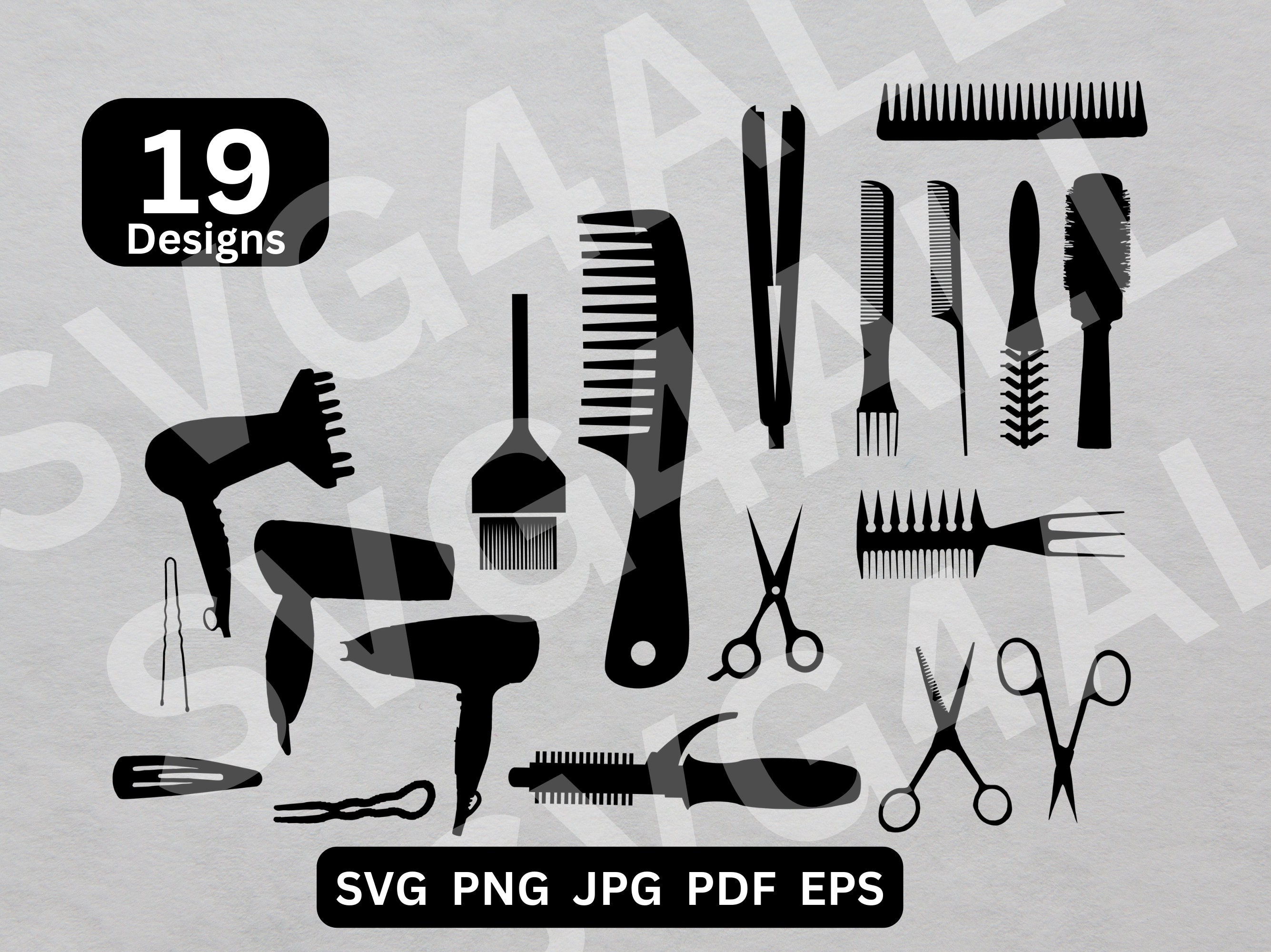 Hair Comb Svg, Hair Comb Bundle Svg, Hairbrush PNG, Hair Clip Clipart ...