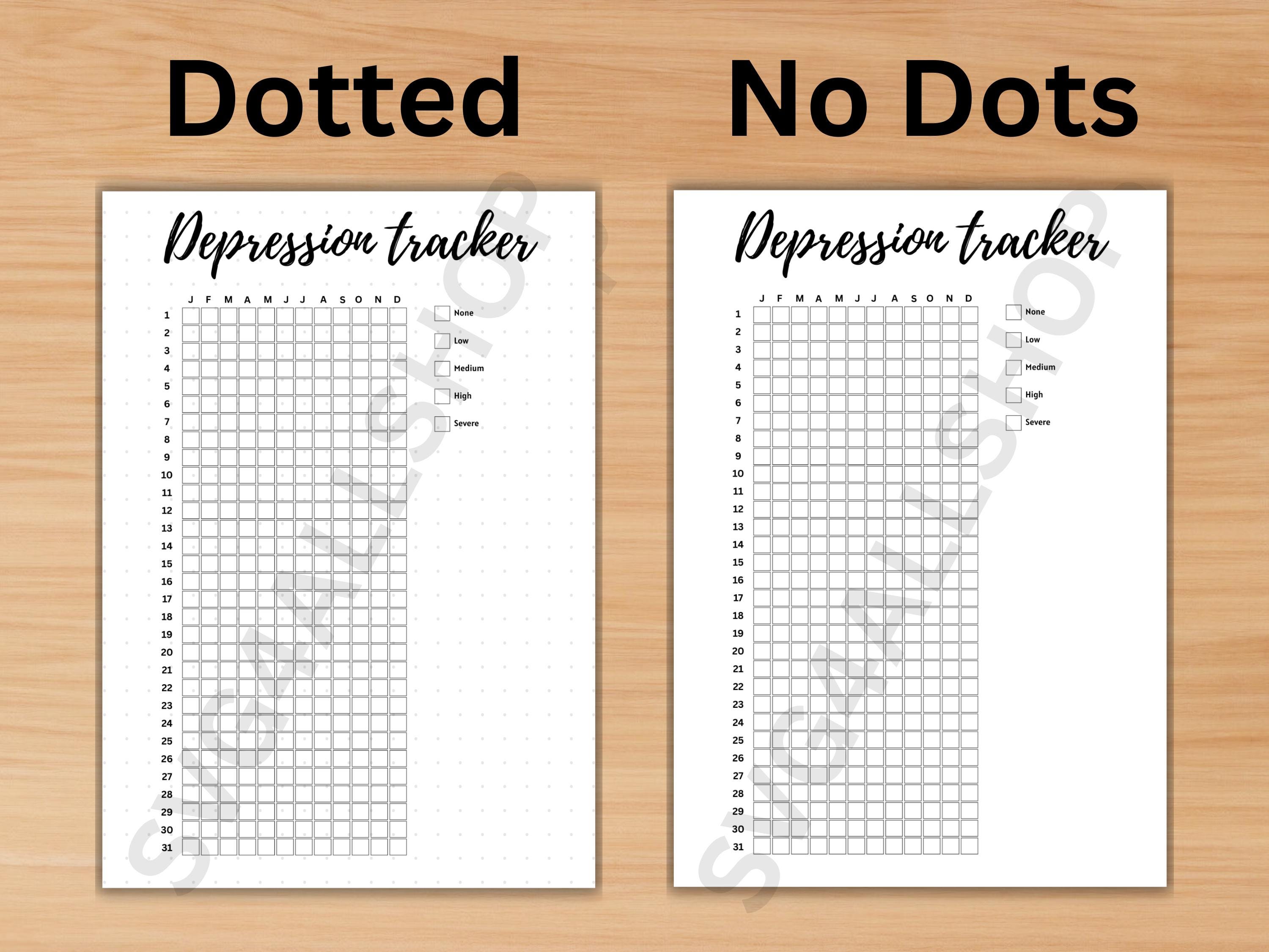 Depression Tracker Printable - Year in Pixels - Depression Tracking Log ...