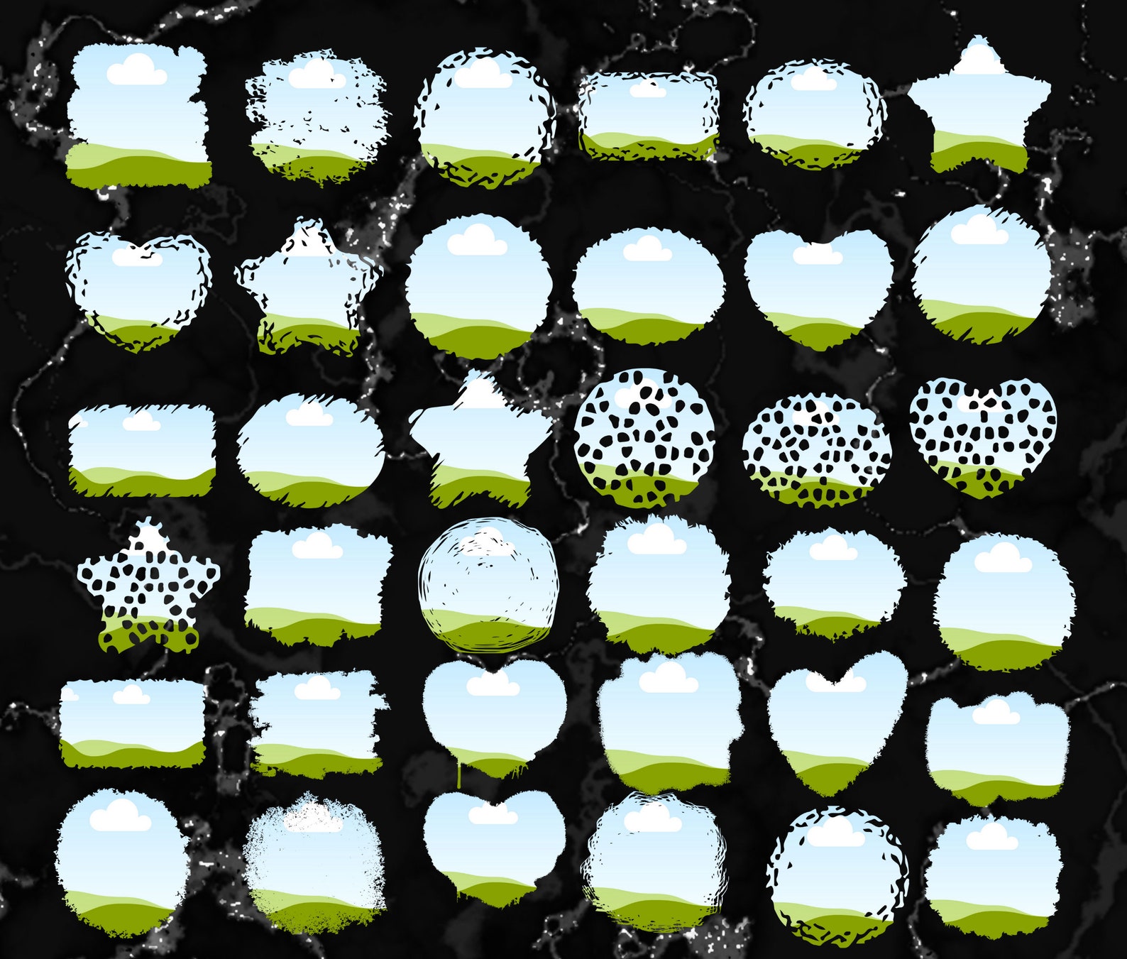 Bleach Effect Distressed Edge Canva Frames Template, Mockup for Canva ...