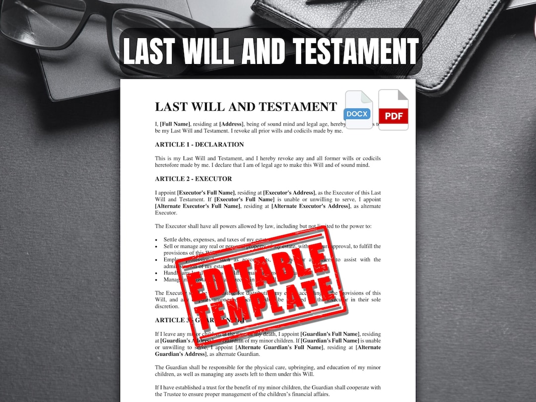 Last Will and Testament Template Word Doc | Last Will and Testament ...