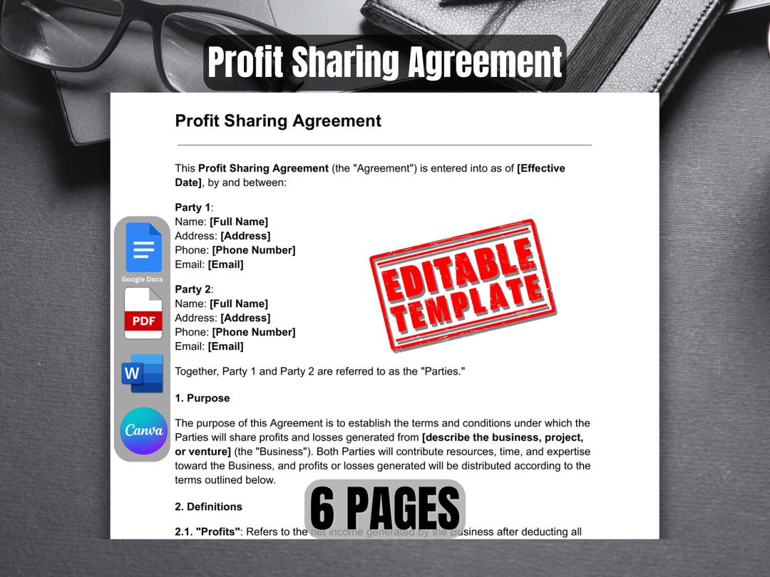 Profit Sharing Agreement Template | Editable Revenue Share Agreement ...