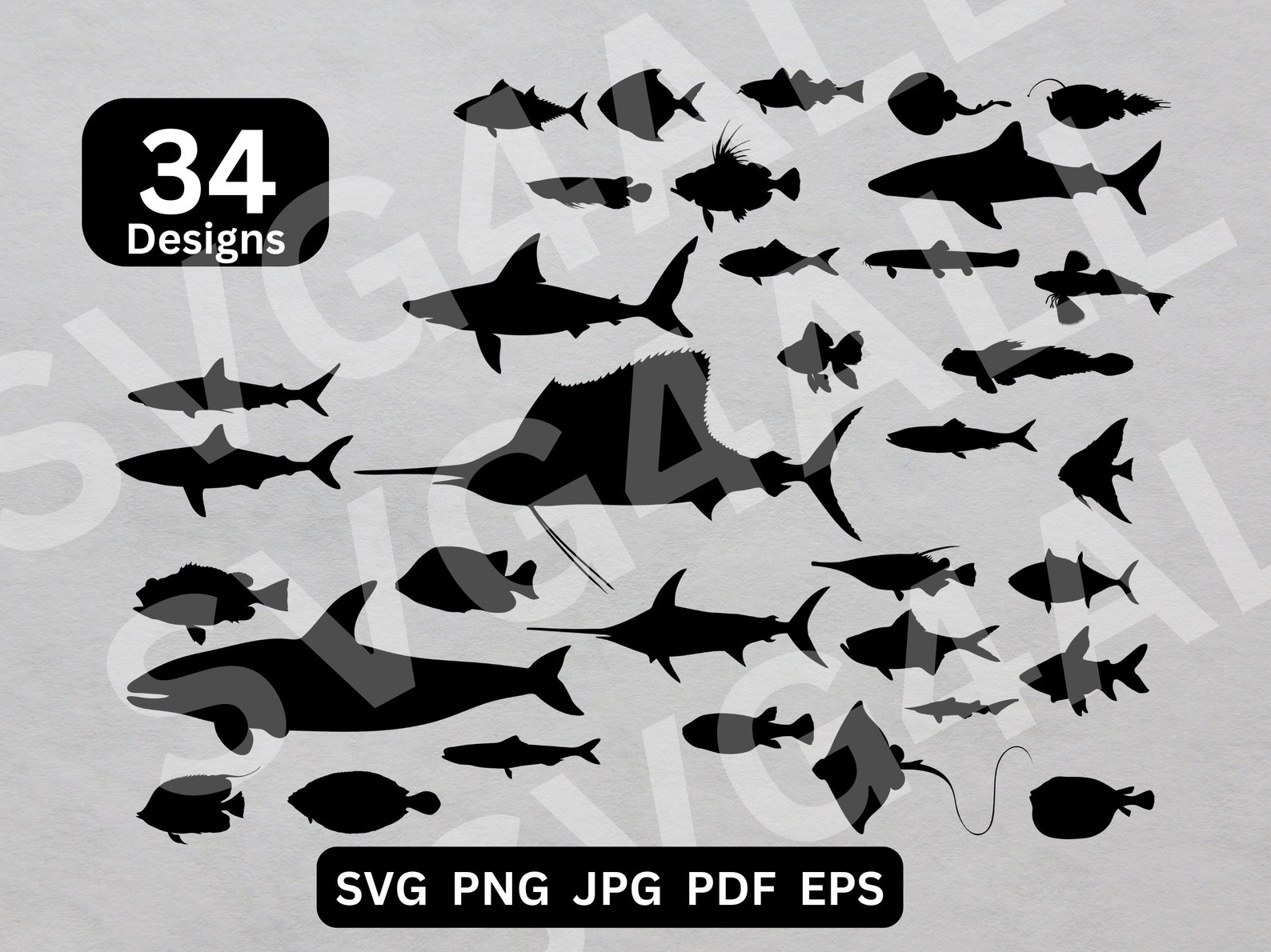 Fish Svg, Fish Bundle Svg, Fish PNG, Fish Clipart, Fish Cut Files, Fish ...