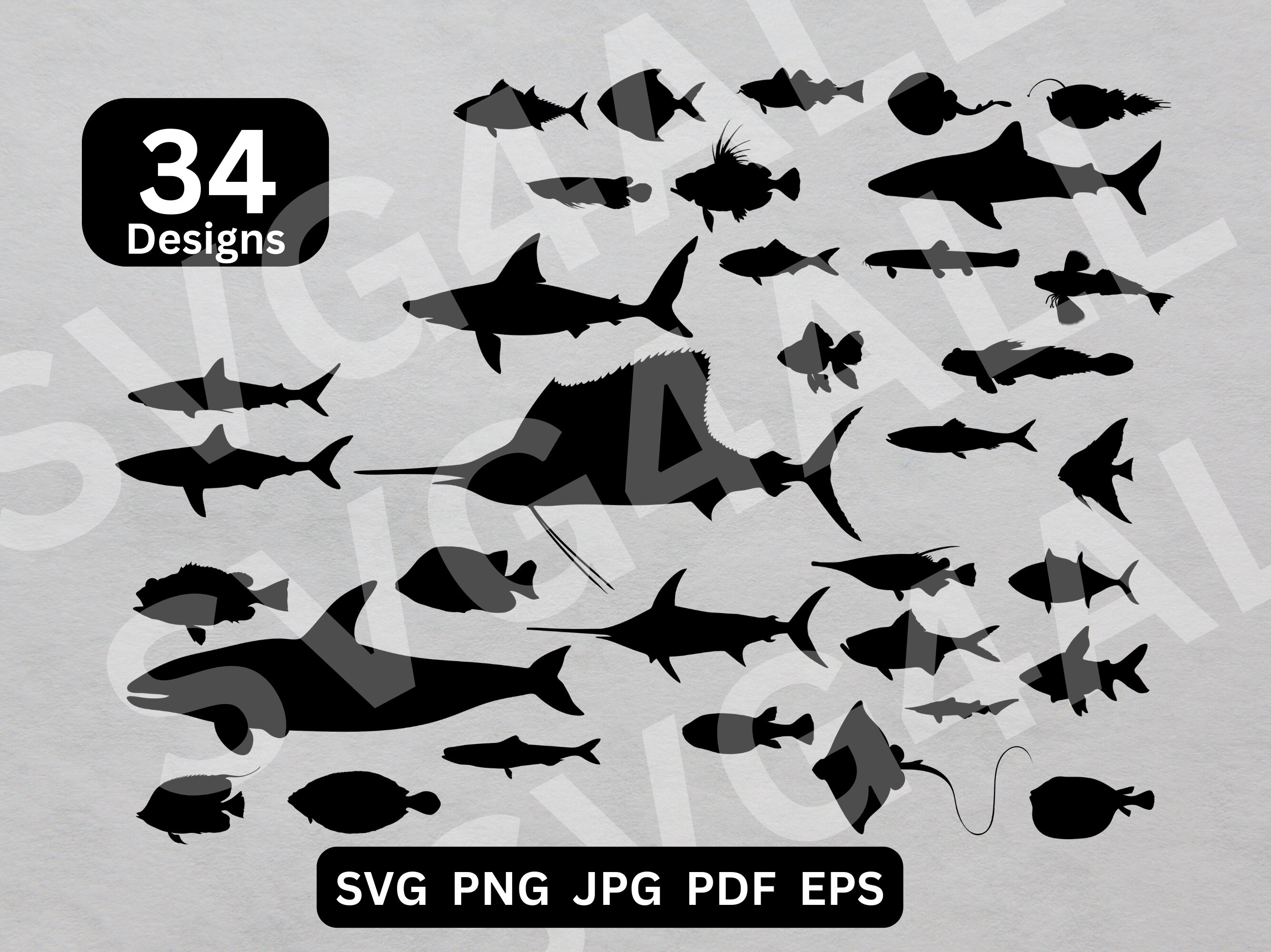 Fish Svg, Fish Bundle Svg, Fish PNG, Fish Clipart, Fish Cut Files, Fish ...