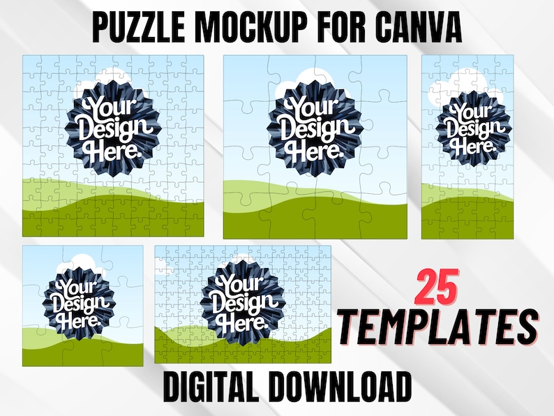 Jigsaw Puzzle Mockup for Canva, Canva Frame Mockup, Canva Jigsaw Puzzle Template, Custom Puzzle ...