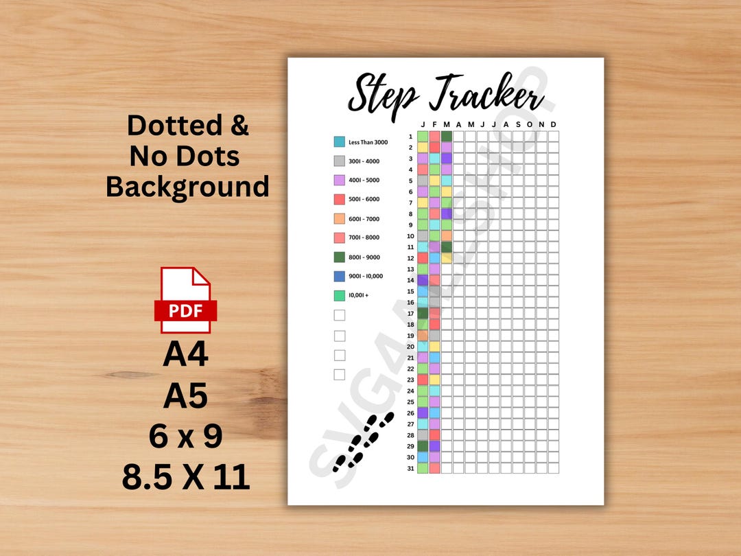 Step Tracker Printable - Step Tracker Template - Yearly Step Count ...