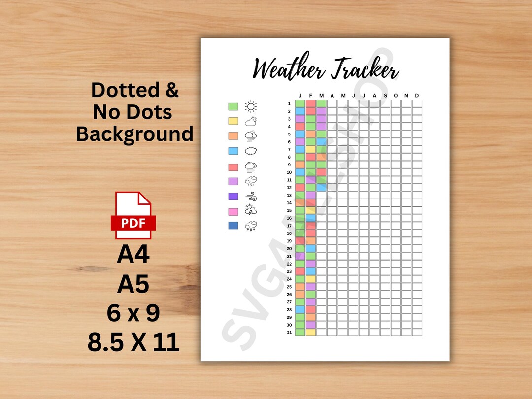 Daily Weather Tracker Printable - Weather Tracker Log - Weather Tracker ...