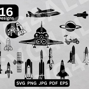 Spacecraft Clipart Bundle, Rocket SVG Files, Spaceship Silhouettes ...